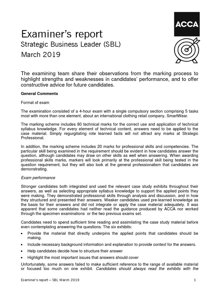 SBL Examreport m19 | PDF | Question | Test (Assessment)