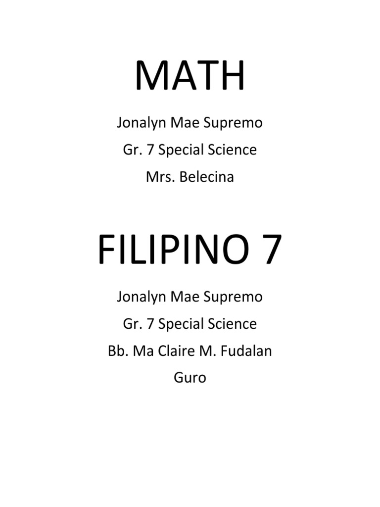 Jonalyn Mae Supremo Gr. 7 Special Science Mrs. Belecina | PDF