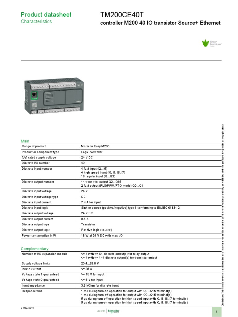 Modicon Easy M200 - TM200CE40T | PDF | Logic Gate | Electric Power ...