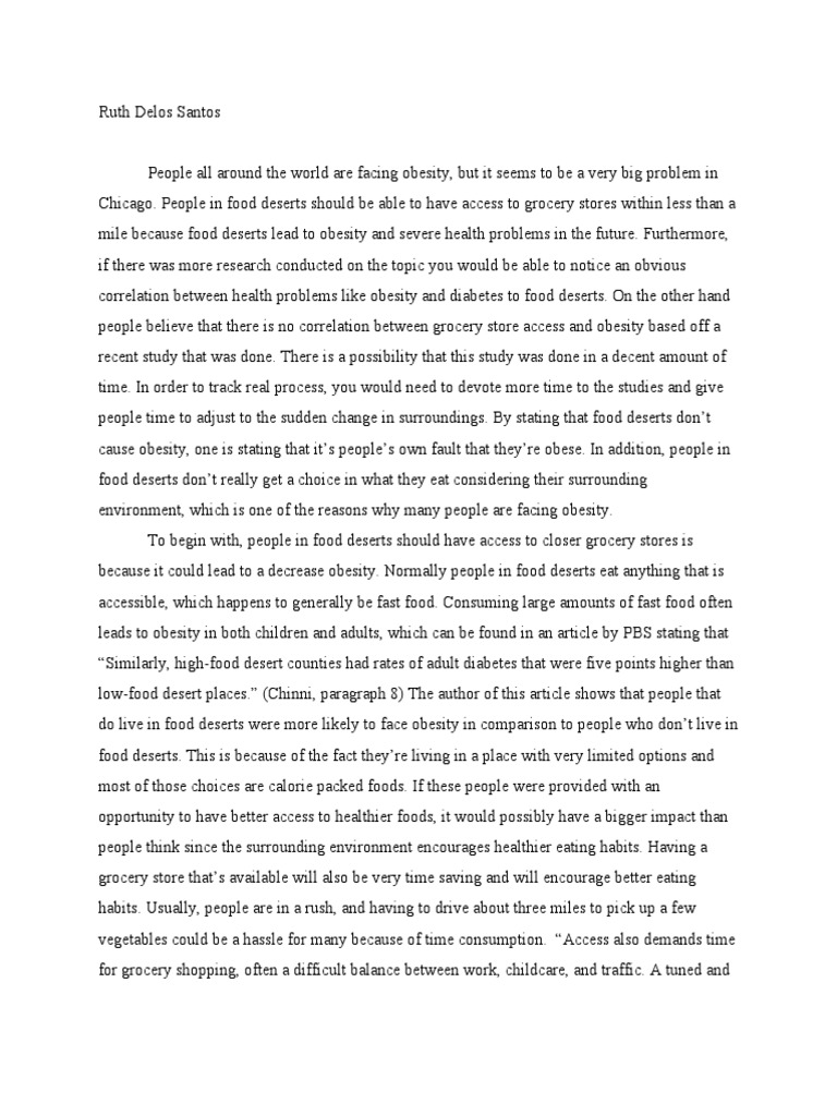 Argumentative Essay | PDF | Healthy Diet | Obesity