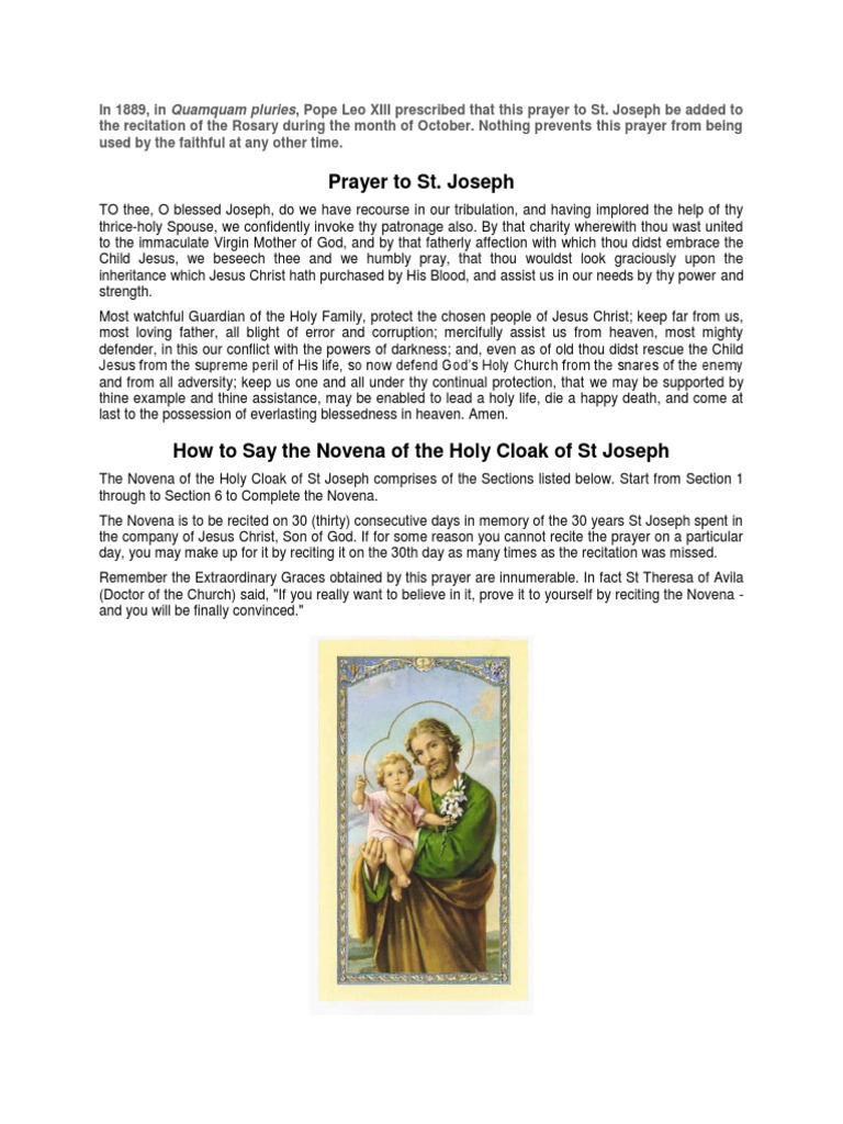 ST Joseph Holy Cloak | PDF | Mary, Mother Of Jesus | Saint Joseph