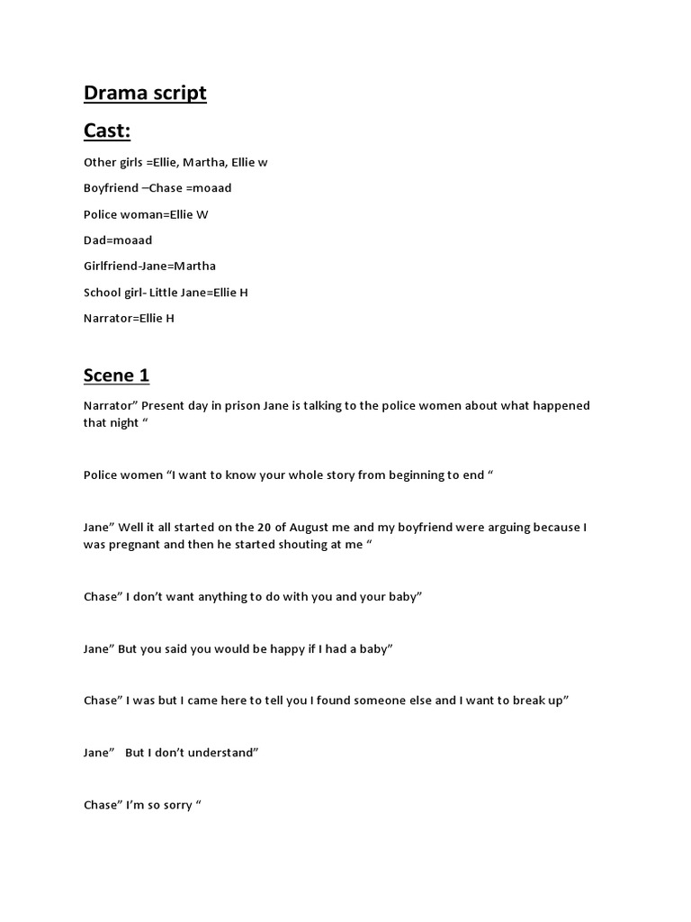 Drama Script Cast:: Scene 1 | PDF