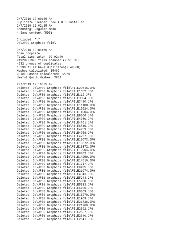 Duplicate Cleaner Log Pdf Graphics Computer File 0844