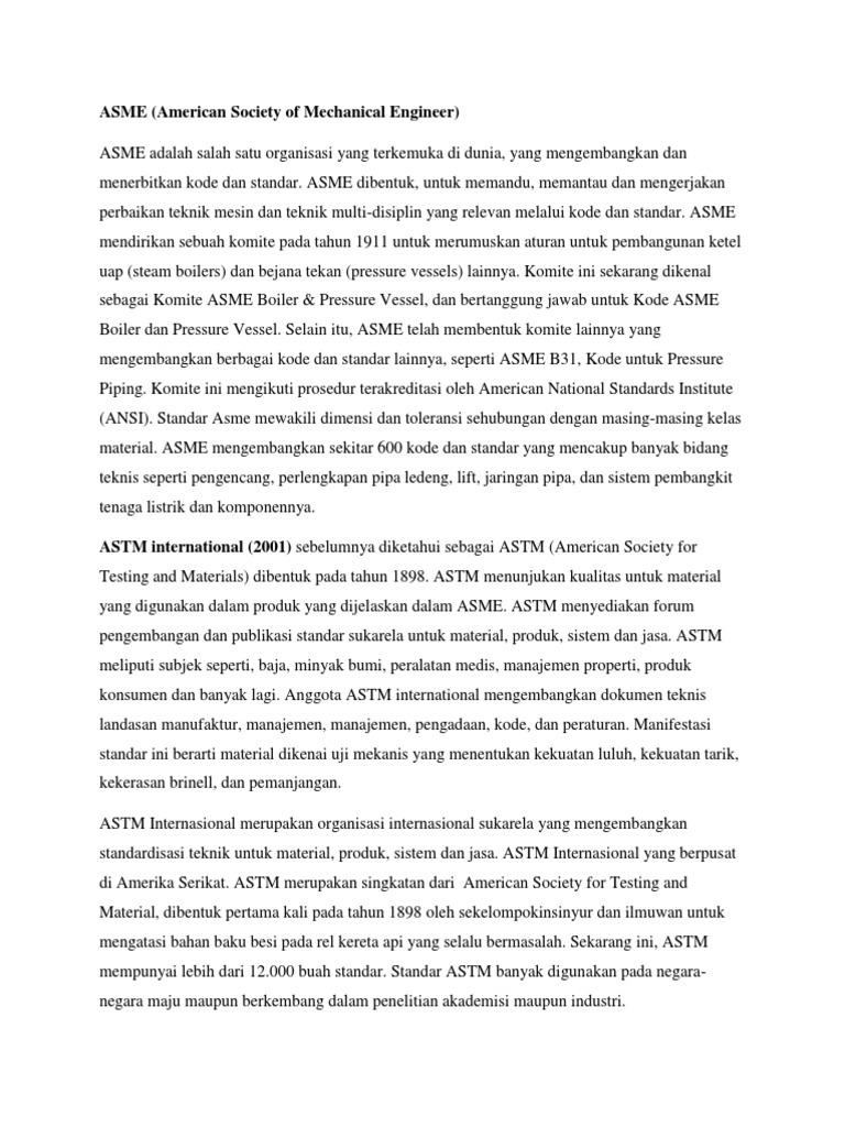 Perbandingan ASME dan ASTM | PDF