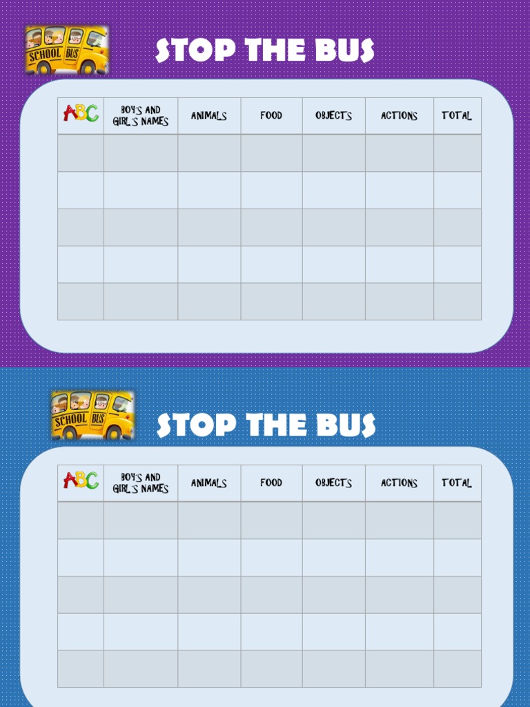 Juego Stop The Bus | PDF