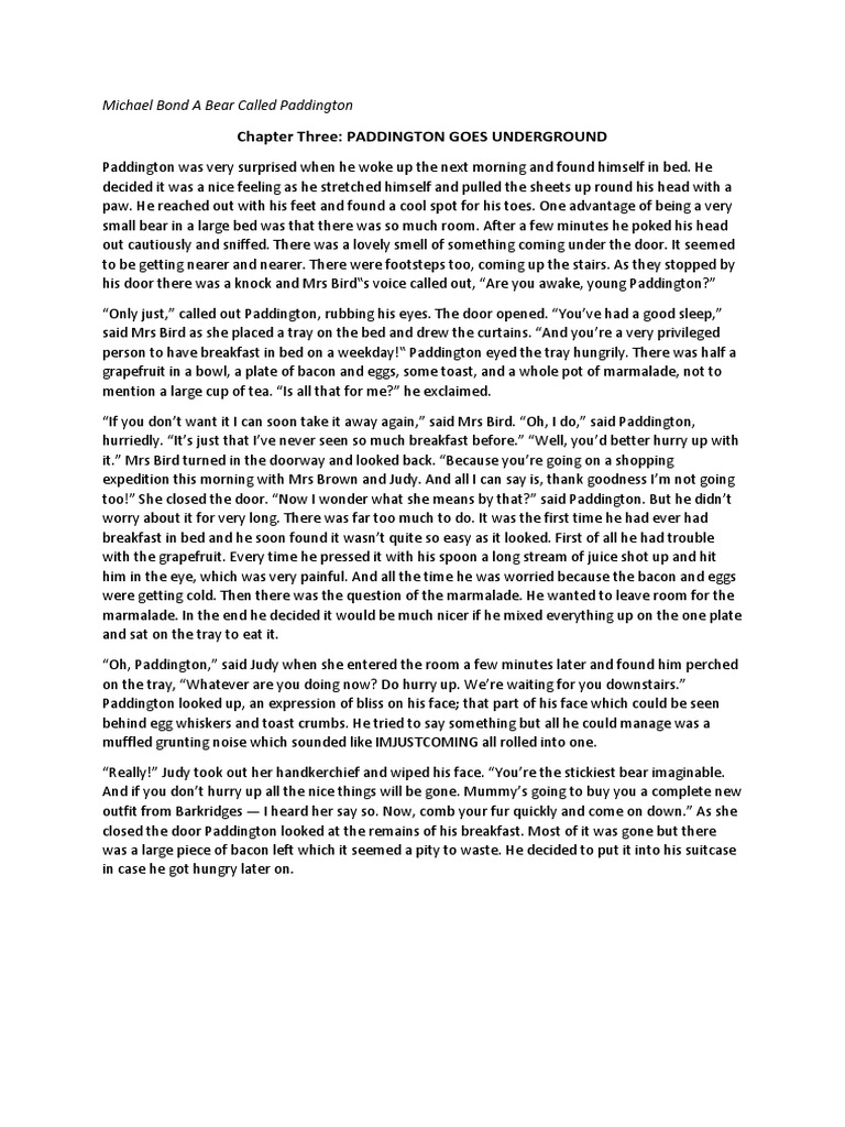 Michael Bond A Bear Called Paddington | PDF