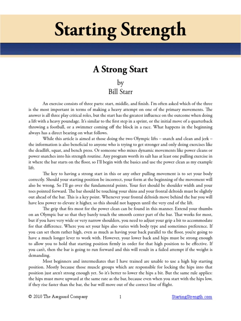 Bill Starr - A Strong Start | PDF | Recreation | Athletic Sports