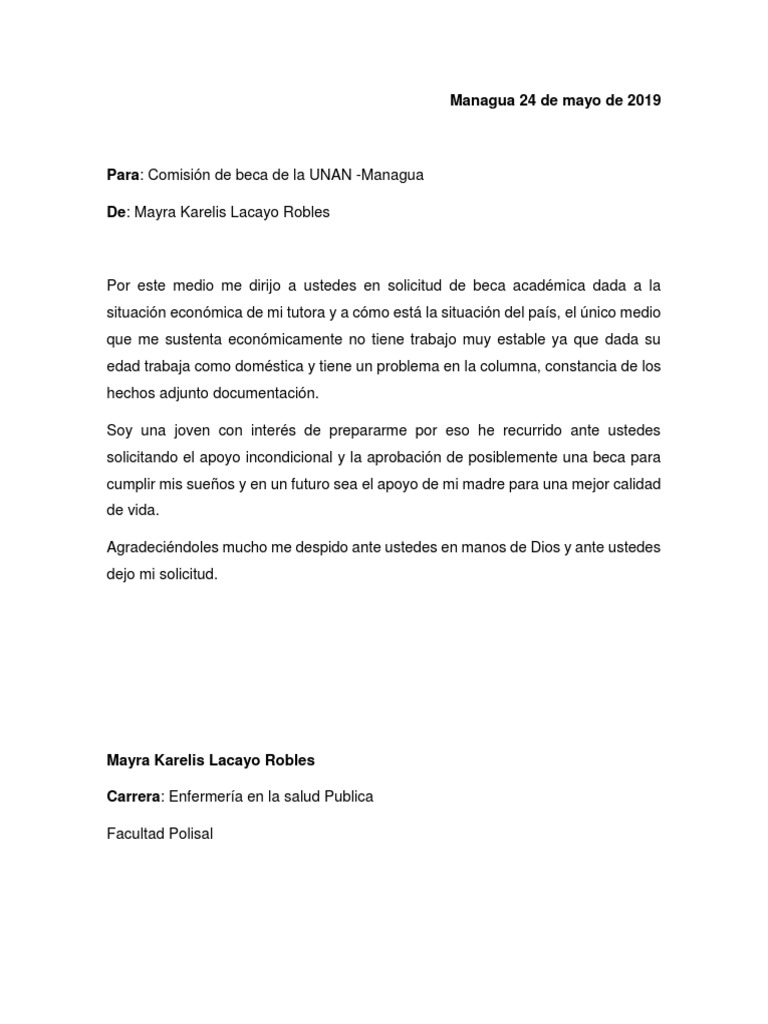 Ejemplo Carta Beca | PDF