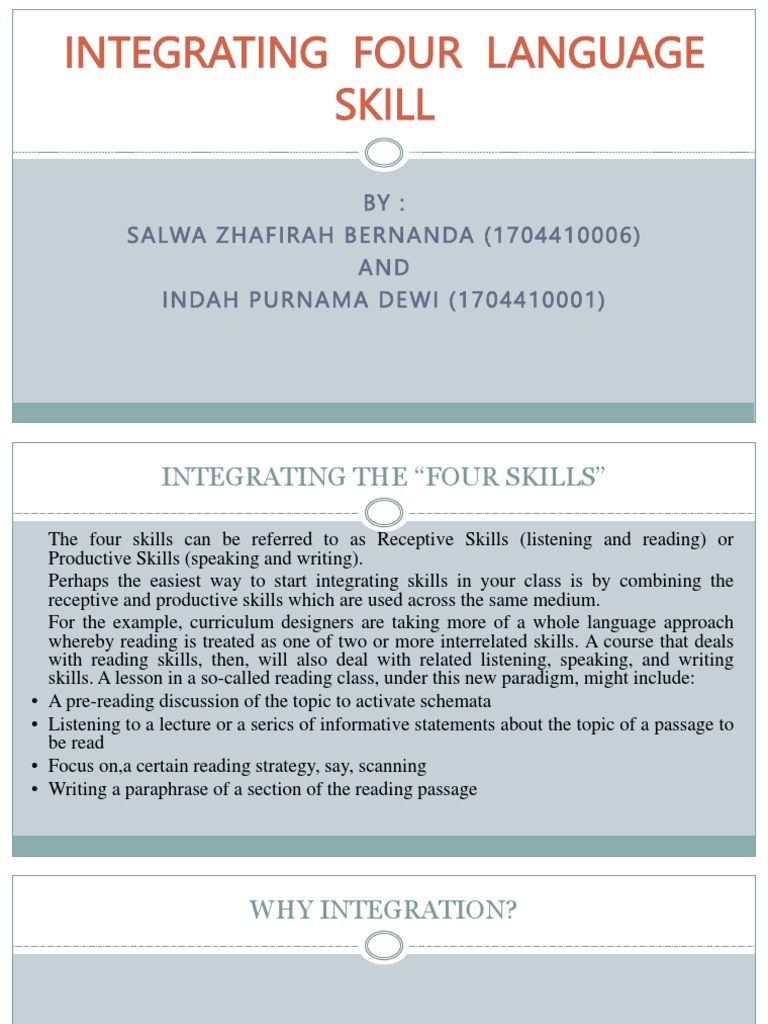 Integrating the Four Language Skills | PDF | Learning | Curriculum