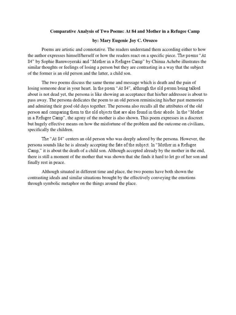 At 84 and Mother in A Refugee Camp | PDF