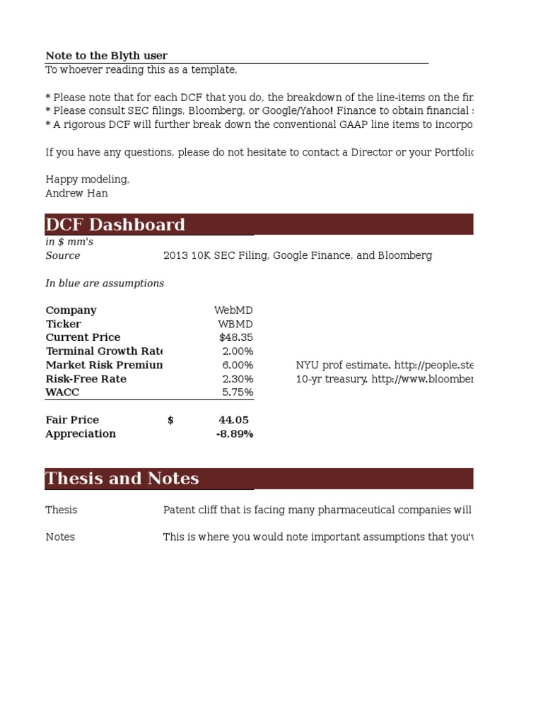 DCF Template | PDF | Revenue | Working Capital