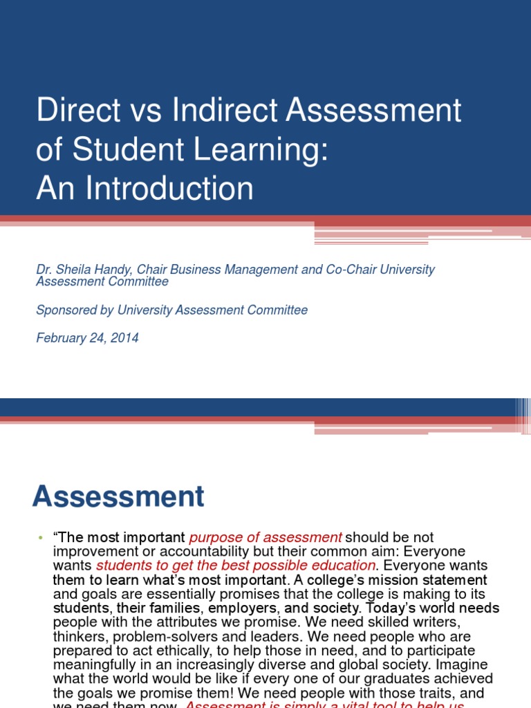 Direct vs indirect Assessment | Test (Assessment) | Rubric (Academic)