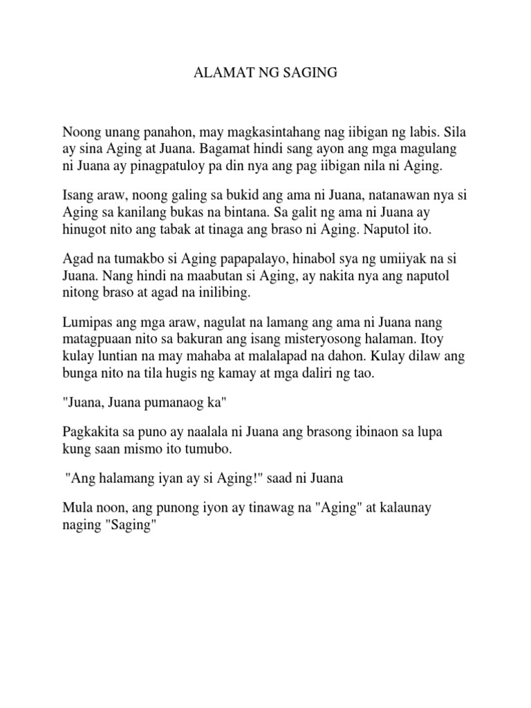 Alamat NG Saging | PDF