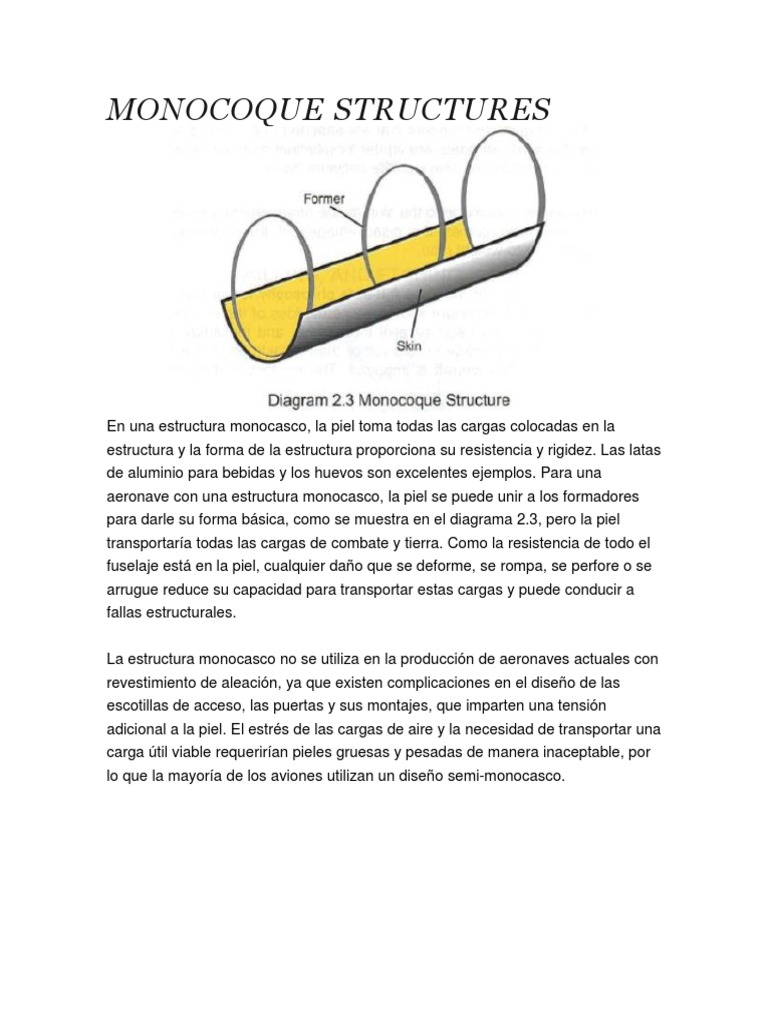 Monocoque Structures and Semi-Monocoque Structures | PDF