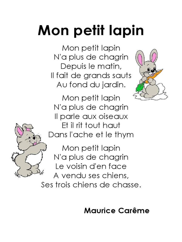 Mon petit lapin : Poème de Carême | PDF