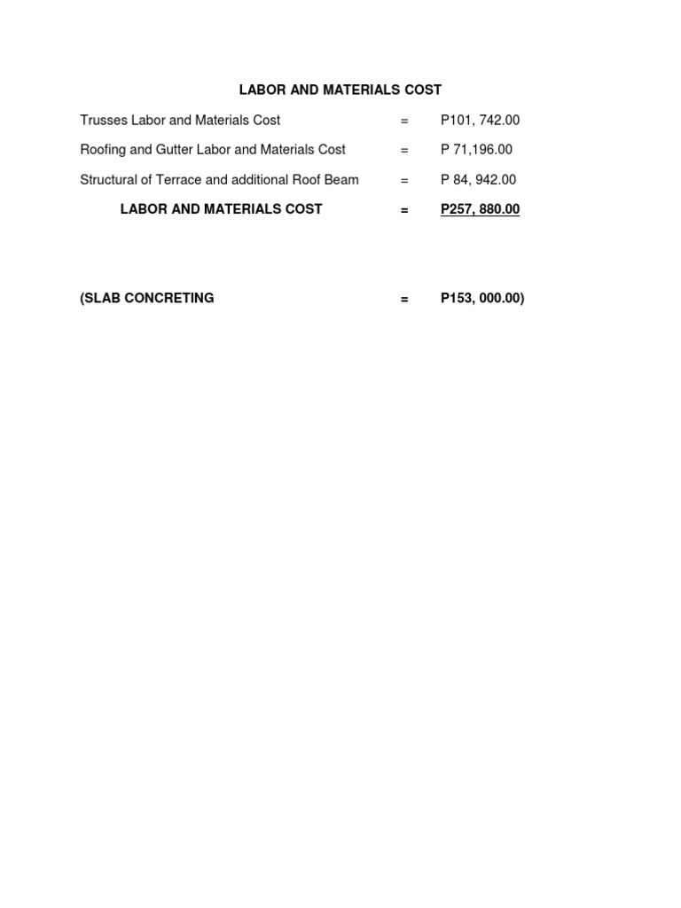 Labor and Materials Cost Breakdown | PDF