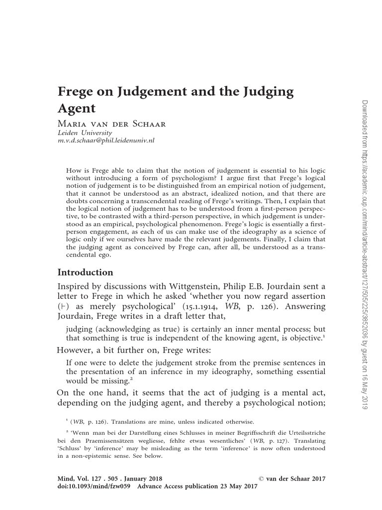 Frege On Judgment | PDF | Logic | Gottlob Frege