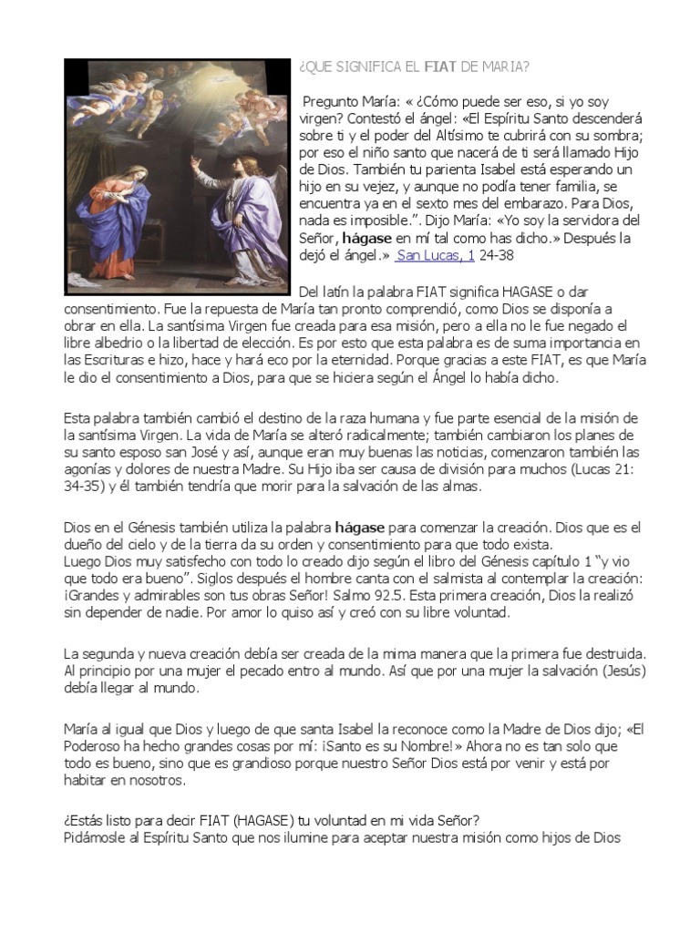 Que Significa El Fiat de Maria | PDF | María, madre de Jesús | Cristo ...