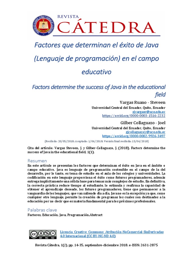 Artículo Cientifico | PDF | Java (lenguaje de programación) | Lenguaje de programación