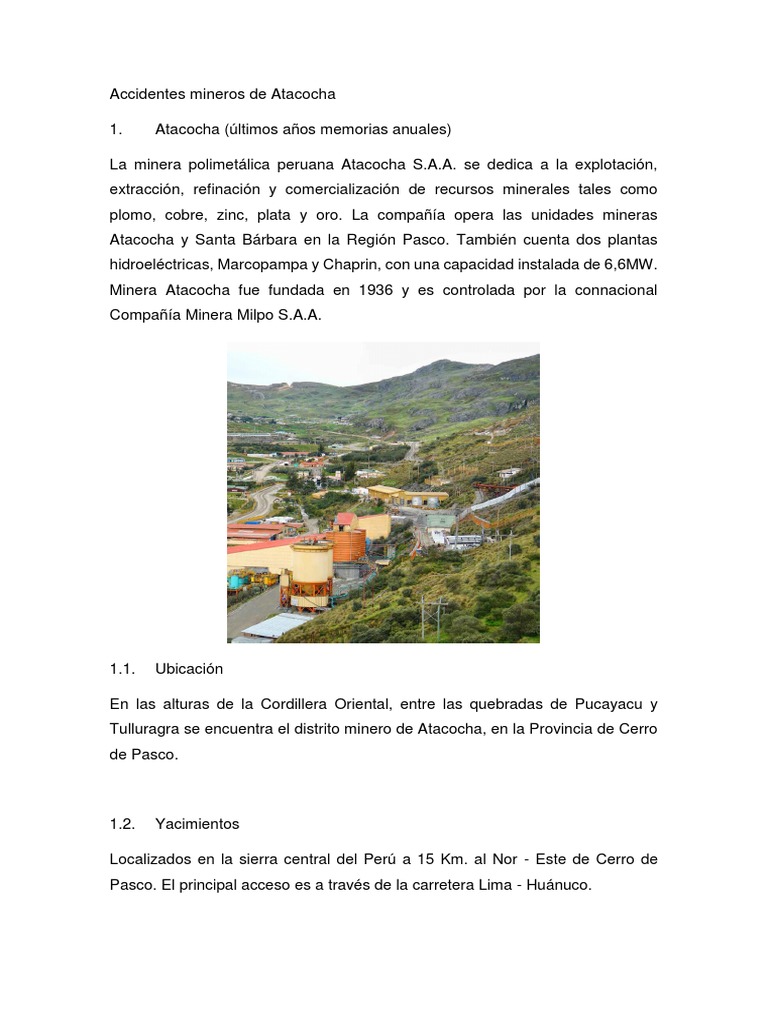 Accidentes Mineros de Atacocha | PDF | Minería | Perú
