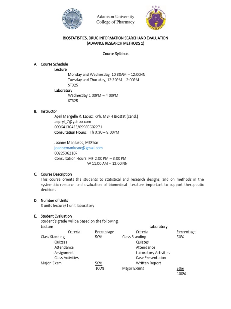 Biostatistics Syllabus | PDF | Biostatistics | Statistics