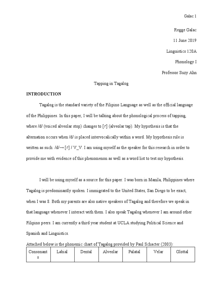 Tagalog Phonology Paper PDF | PDF | Phoneme | Human Communication