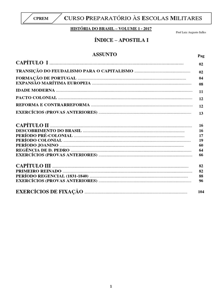 Apostila Vol I - Esfcex - História Do Brasil-2017 | PDF | Era dos ...