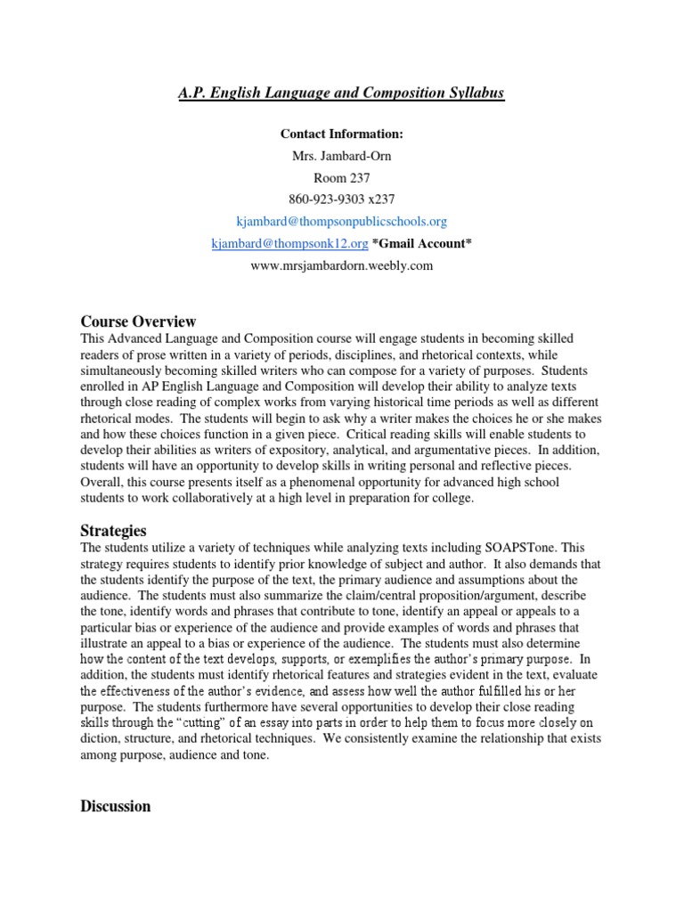Student Ap Language and Comp | PDF | Advanced Placement | Essays