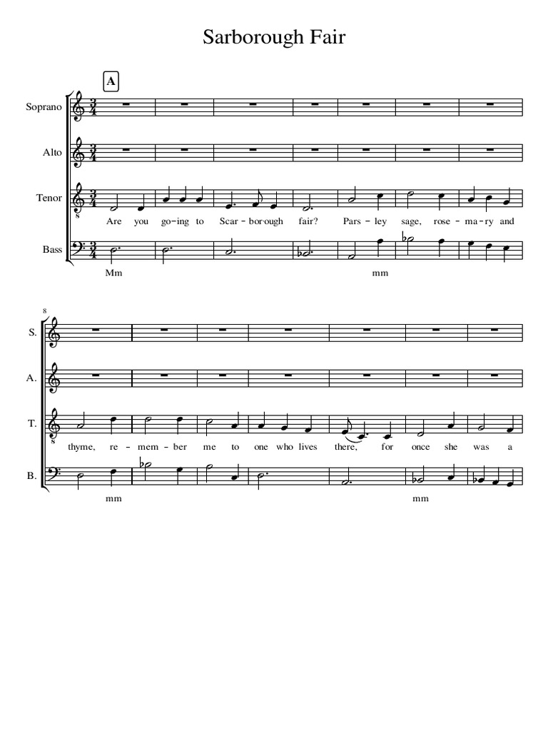 A Musical Setting of the Traditional Folk Song 'Scarborough Fair' | PDF ...