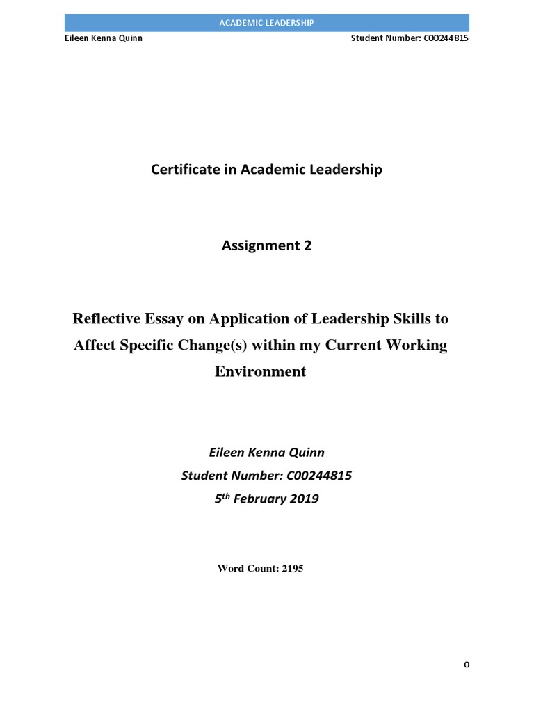 Reflective Essay Leadership | PDF | Transformational Leadership ...