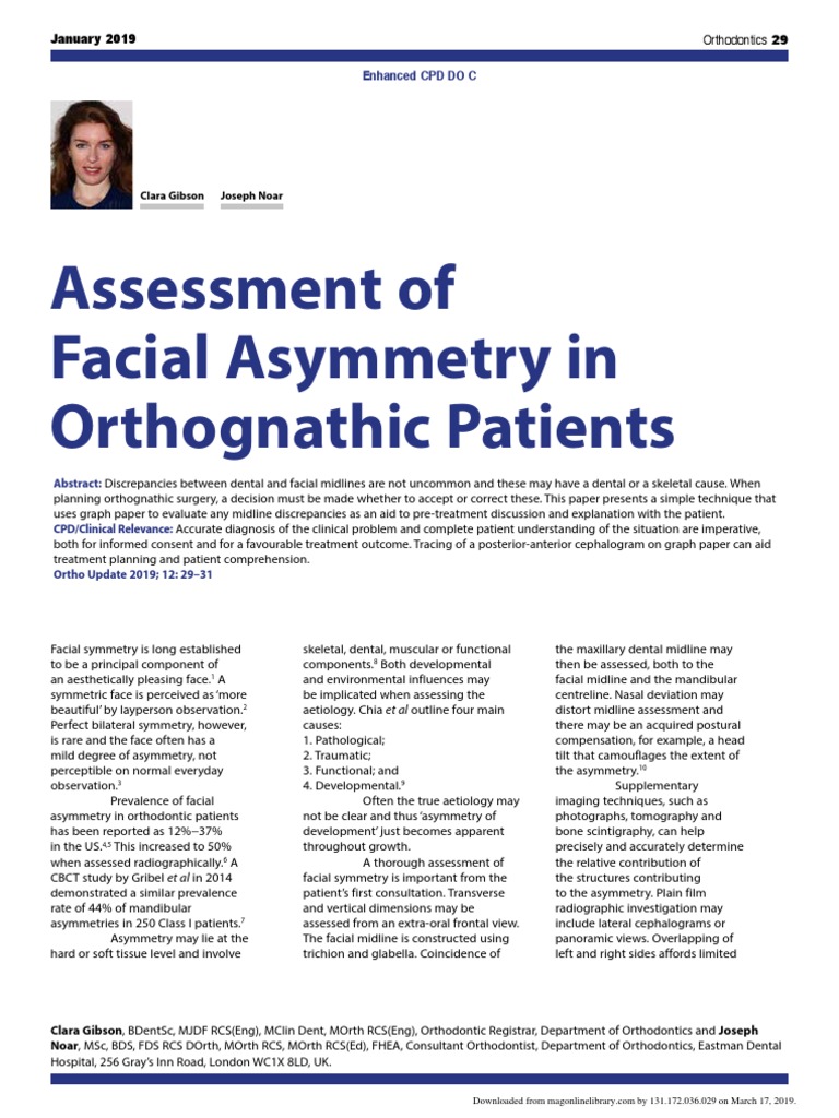 Assessment of Facial Asymmetry in Orthognathic Patients: Clara Gibson ...