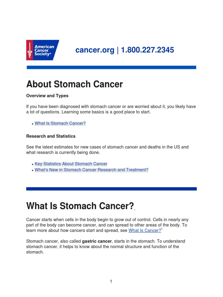 About Stomach Cancer: Overview and Types | PDF | Stomach | Chemotherapy