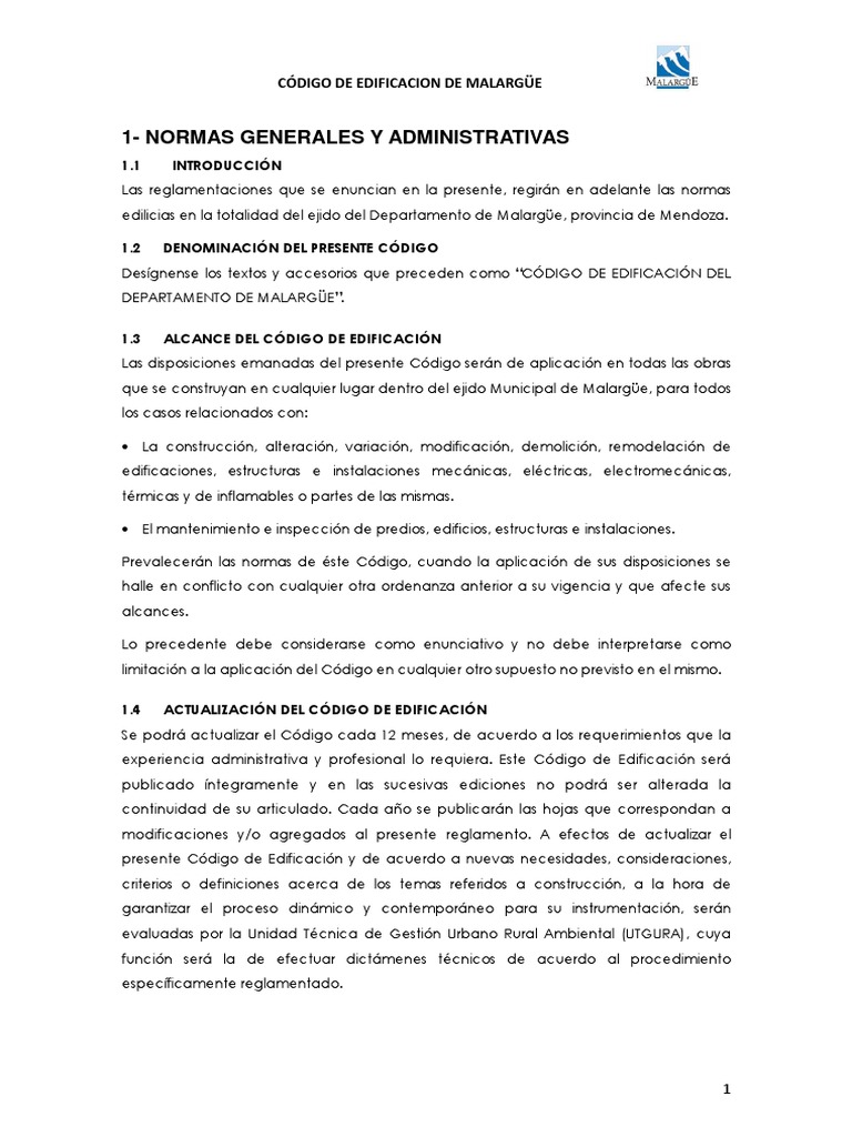 Codigo de Edificacion Malargue Cap¡Tulo 1 | PDF | Business
