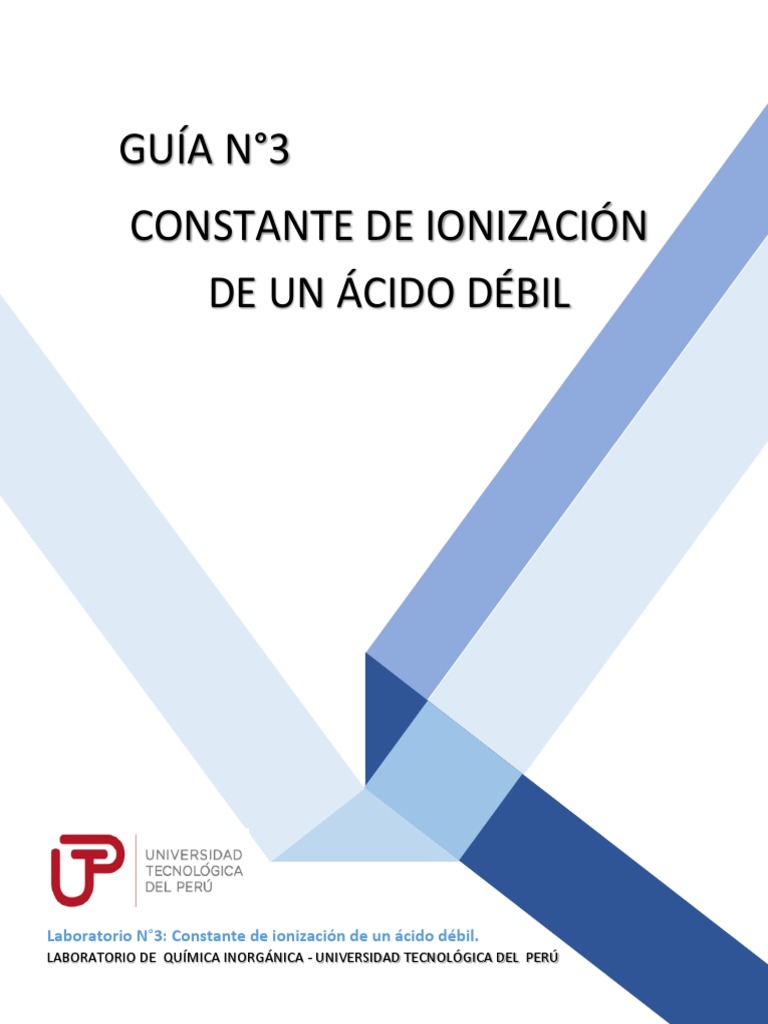 Guía N°3 Constante de Ionización de Un Ácido Débil-1 PDF | PDF | Constante de disociación ácida ...