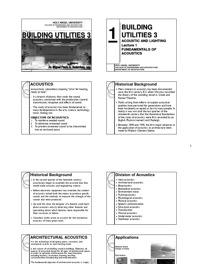 Bu3 Lecture1 Fundamentals of Acoustics | PDF | Sound | Waves