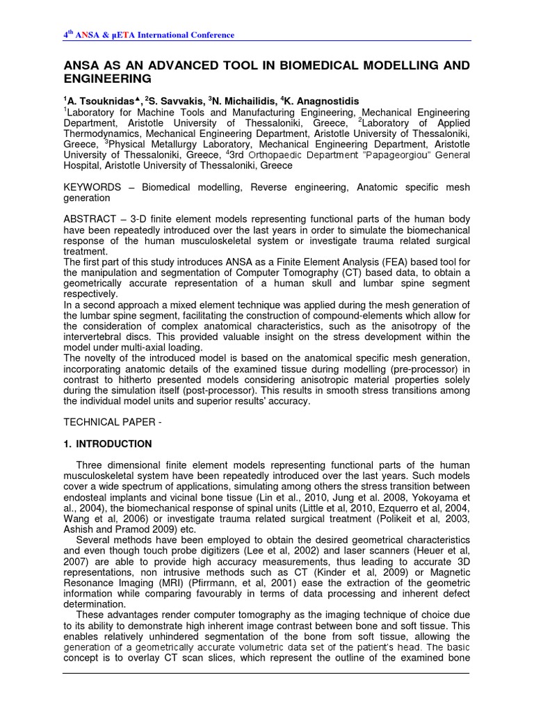 Ansa As An Advanced Tool in Biomedical Modelling and Engineering | PDF ...