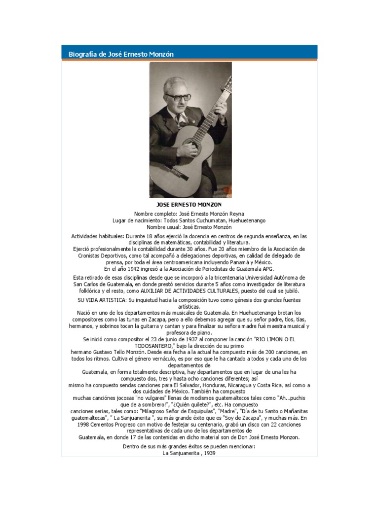 Biografia de Jose Ernesto Monzon | PDF | Guatemala | México