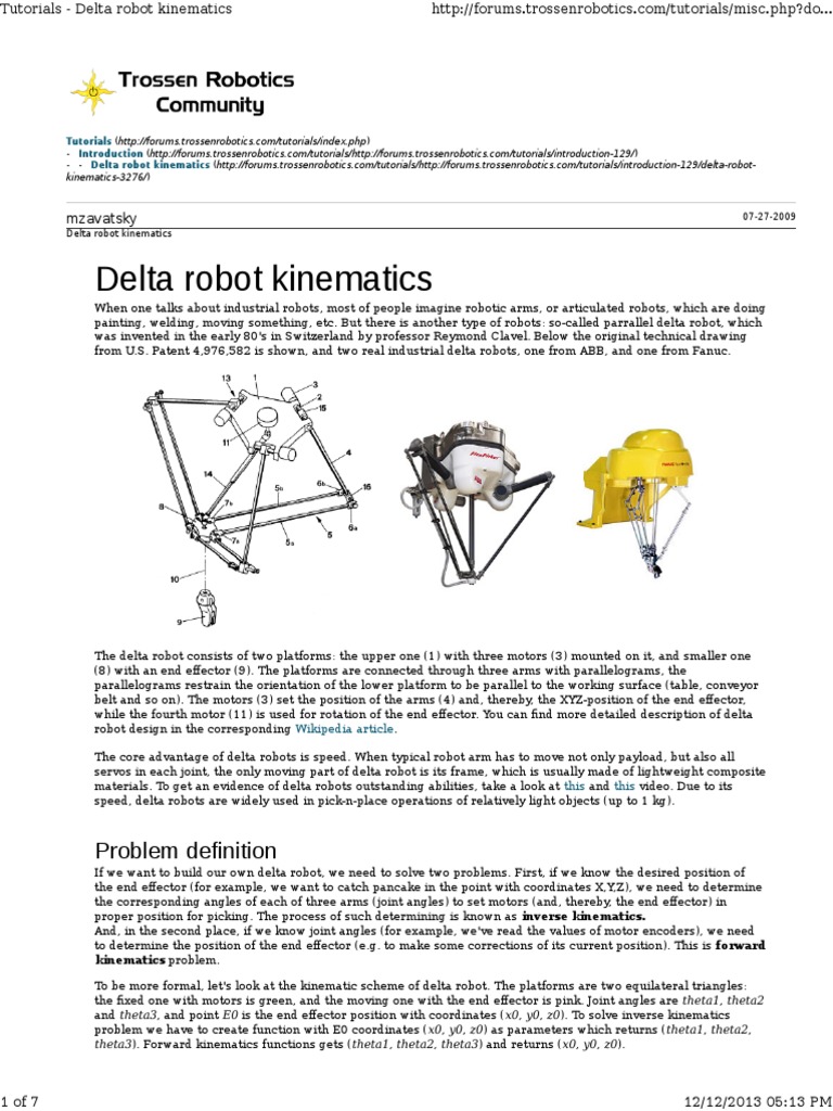 Delta Robot Kinematics: Problem Definition | PDF | Triangle | Euclidean ...