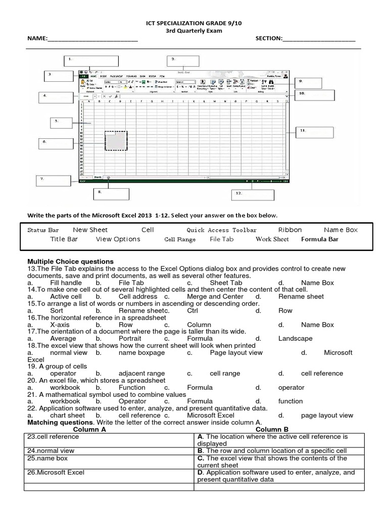 Ict Specialization Grade 9 3rd Quarterly Exam | PDF | Spreadsheet ...