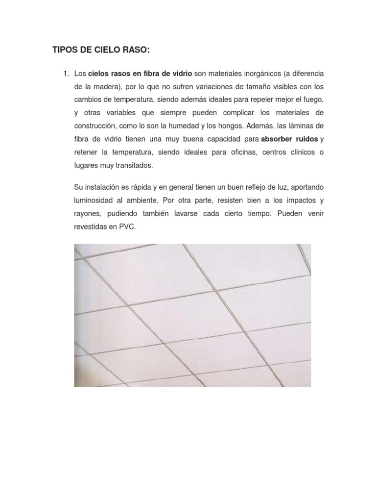 Tipos de Cielo Raso | PDF | Aluminio | Pintar
