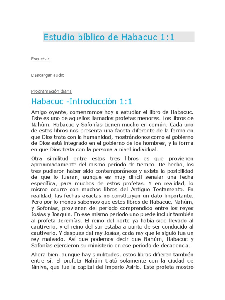 Estudio Bíblico de Habacuc 1:1 | PDF | Profeta | Viejo Testamento