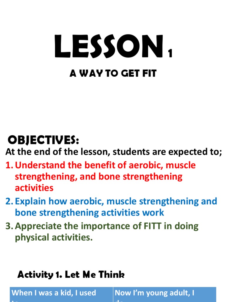 Lesson 1 | PDF | Aerobic Exercise | Physical Fitness