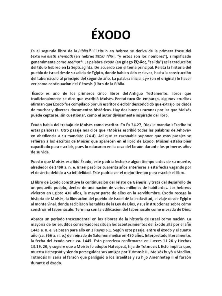 Exodo Pdf Libro Del éxodo Moisés