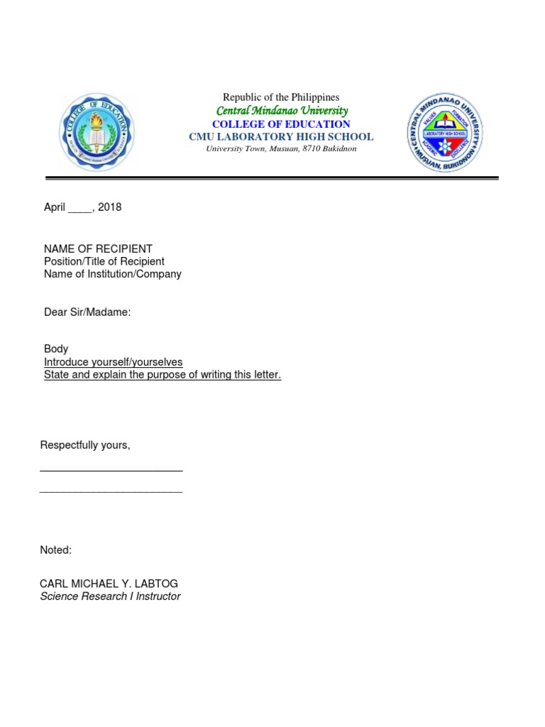 Central Mindanao University: Cmu Laboratory High School | PDF