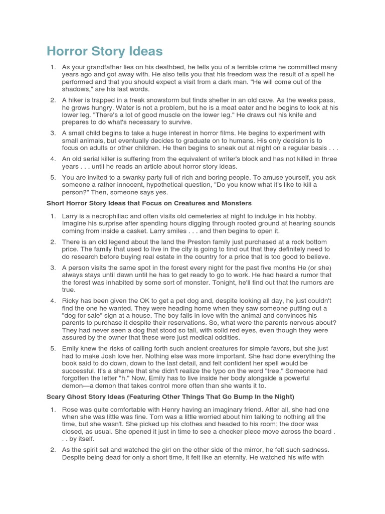 Horror Story Prompts for Writers | PDF | Mystery, Thriller & Crime Fiction