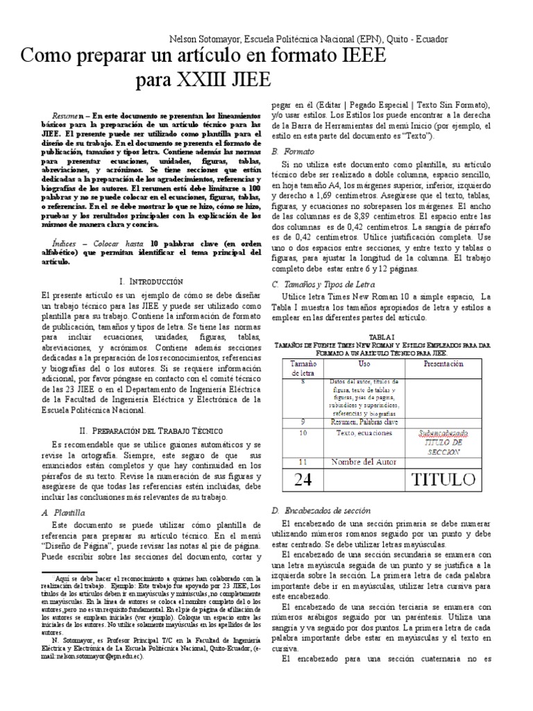 Como Preparar Un Artículo en Formato IEEE | PDF | Soporte | Ecuaciones