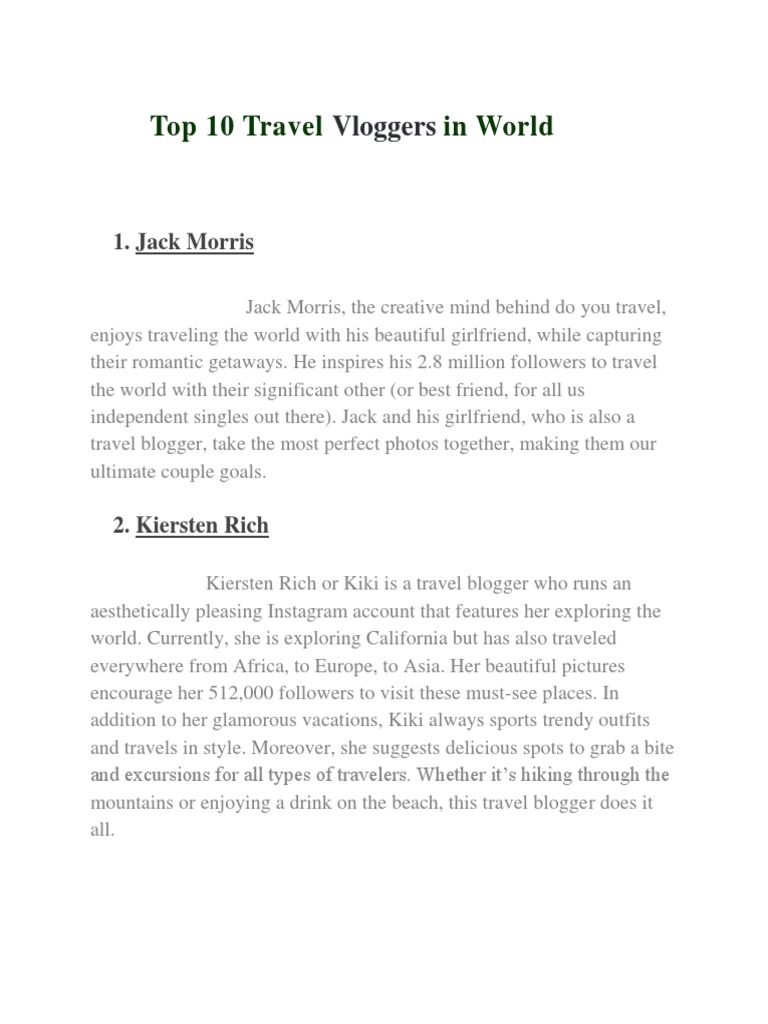 Top Ten Vloggers in World | PDF | Travel