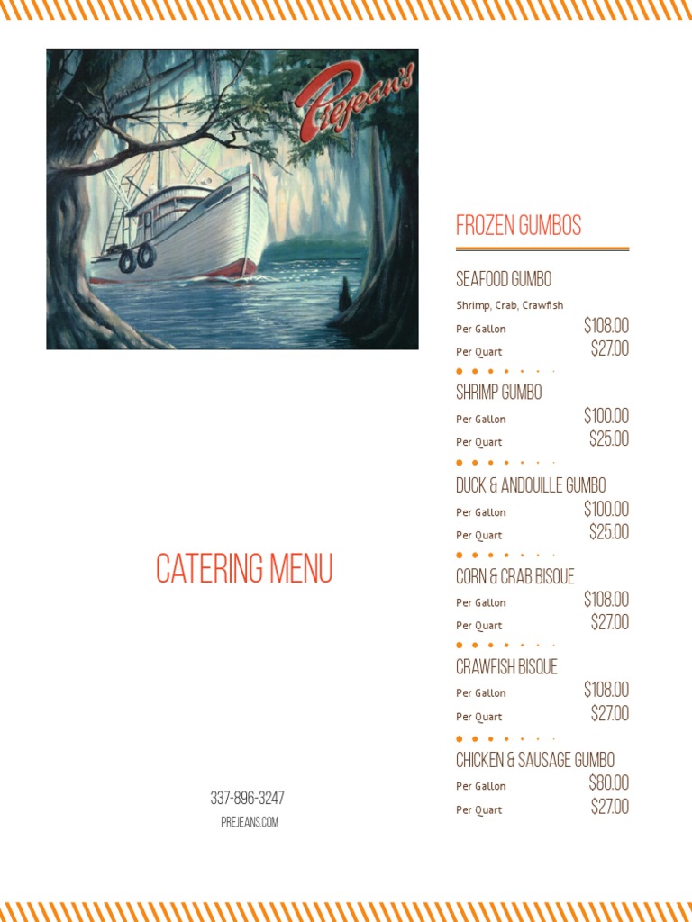 Prejeans Catering Menu PDF | PDF | Salad | Louisiana Creole Cuisine