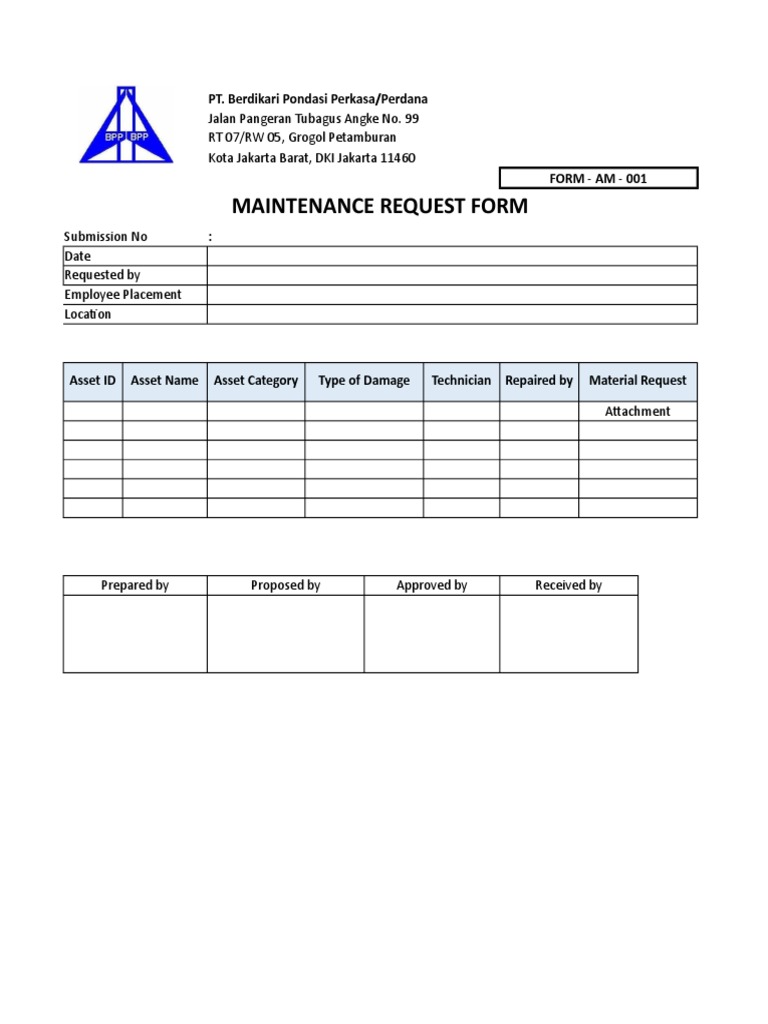 Permintaan Maintenance Alat | PDF