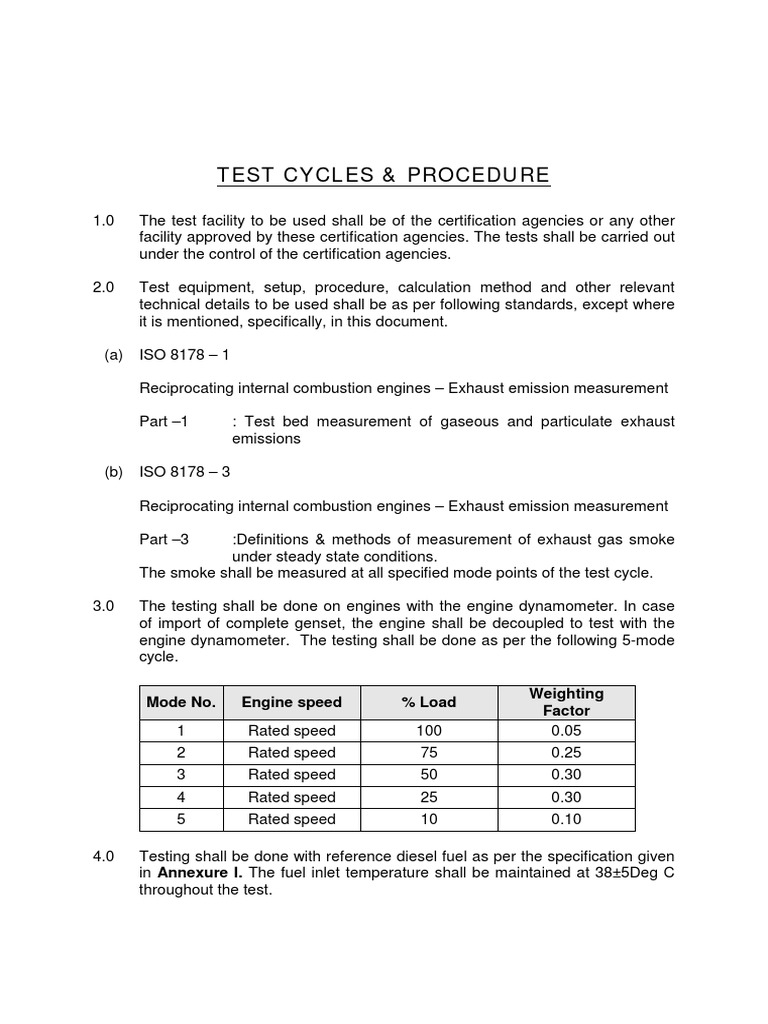 Test Cycles For NOX Measurements | PDF | Exhaust Gas | Internal ...